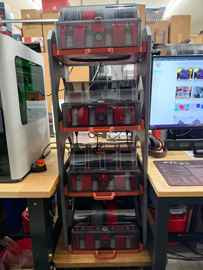 AMS 2 Pro Trays For Dual AMS Sliding Rack by Print3DZ MakerWorld ...