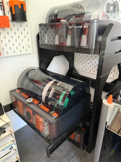 AMS 2 Pro Trays For Dual AMS Sliding Rack by Print3DZ MakerWorld ...