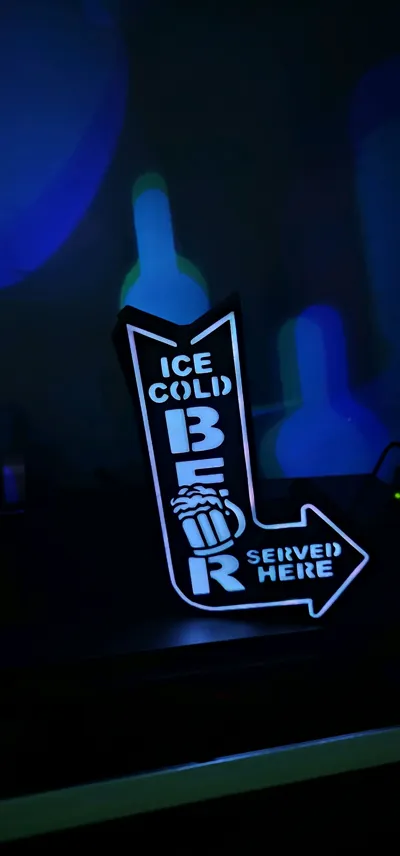 Ice Cold Beer Served Here Arrow Lightbox by ChopperOriginals MakerWorld ...