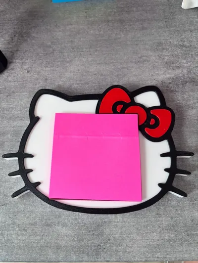 Hello Kitty Sticky Note Holder - Free 3D Print Model - MakerWorld