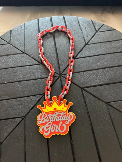 Birthday Girl chain necklace by Happy Day Fun Merch MakerWorld ...