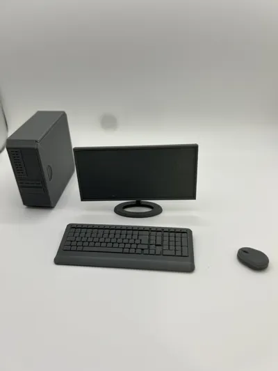 Tiny PC with Sliding Side Panel, Monitor, Keyboard, and Mouse by ...