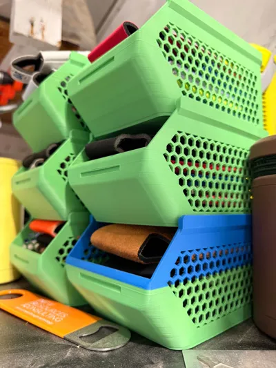 115x175mm Stacking Observe & Grab Containers - Hex - Free 3D Print ...