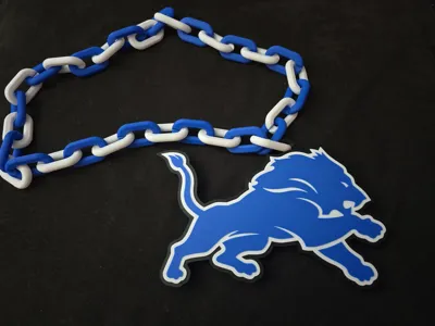 Detroit Lions Necklace Chain and logo clean - Free 3D Print Model ...