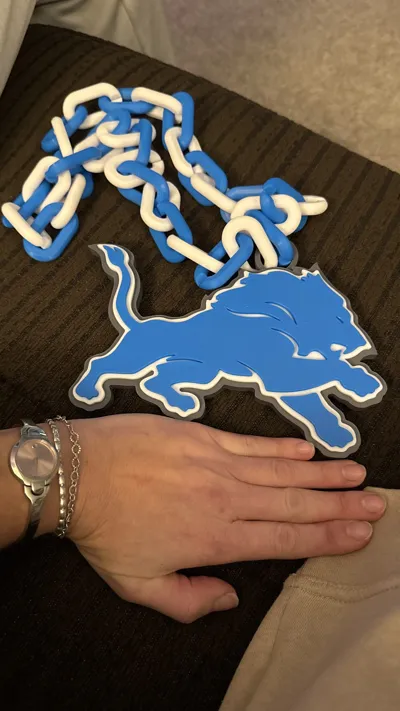 Detroit Lions Necklace Chain and logo clean - Free 3D Print Model ...