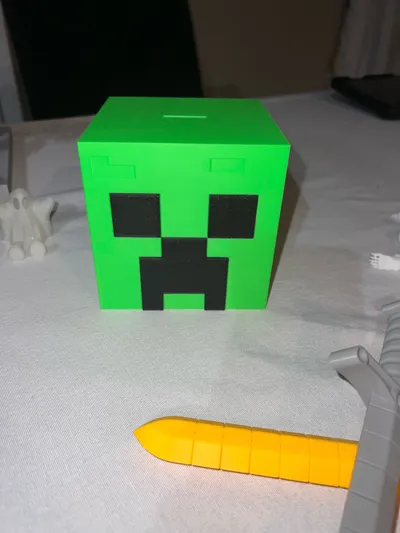 Minecraft Creeper Piggy Bank (Without AMS) - Free 3D Print Model ...