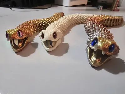 Fanged Viper - Print-in-Place Articulated Version, Head Rotates, Jaw ...