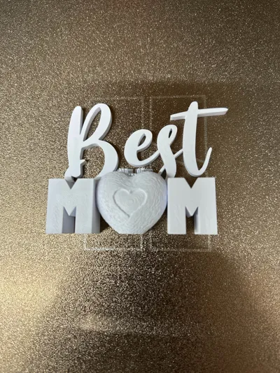 Best Mom Heart Vase Sign - Free 3D Print Model - MakerWorld