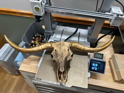 Tribal Longhorn Bull Skull - Mini and Split by DTM247 MakerWorld: Download Free 3D Models