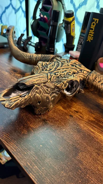 Tribal Longhorn Bull Skull - Mini and Split by DTM247 MakerWorld: Download Free 3D Models