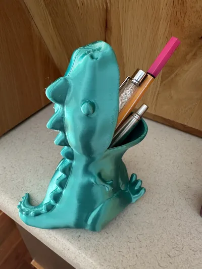 Chubby Dinosaur T-Rex Dino Pencil Holder - Free 3D Print Model - MakerWorld