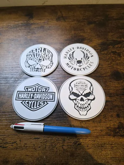 Harley-Davidson Inspired Coaster Set - Free 3D Print Model - MakerWorld