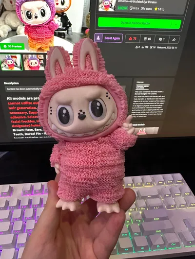 Labubu Leader - Zimomo with Long Fur - Stiff Short Curls - Multipart ...