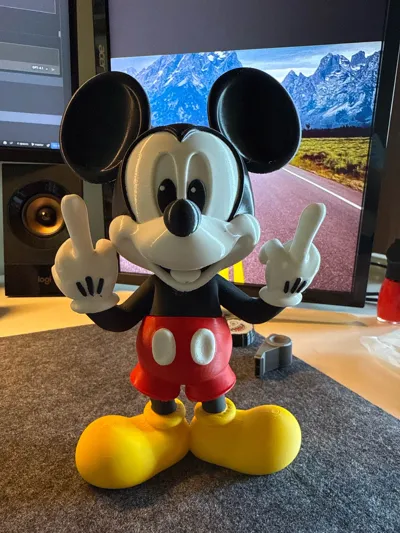 Grayscale Mickey Mouse Middle Finger Pose by El1as MakerWorld: Download ...