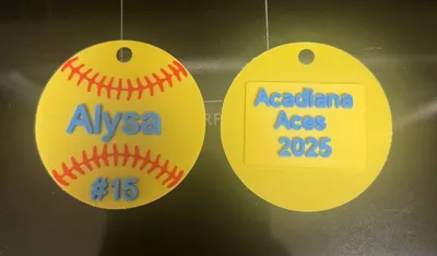 Softball Keychain w name and number v2 - Free 3D Print Model - MakerWorld