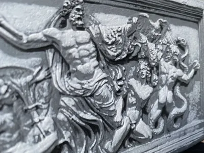 Zeus and the Giants (Stone Carving) - Hueforge Print by cyanidesugar ...