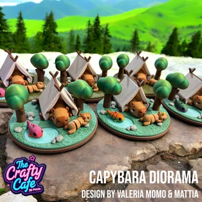 Diorama for Cute Flexi Animals, Capybara Edition - Free 3D Print Model ...