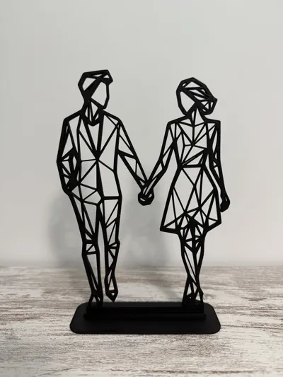 Geometric Low Poly Valentines Couple by PhaseworksCA - MakerWorld