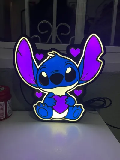 Stitch Love Lightbox |LED Lamp (only 4 colors ) by 3Dacores - MakerWorld
