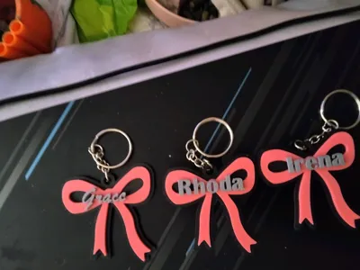 Ribbon with Customizable Name Keychain - Free 3D Print Model - MakerWorld