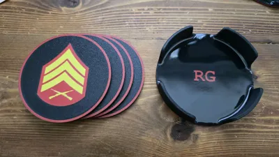 USMC Rank Insignia Coasters E3-E8 - Set of 4 by Centurion Custom ...