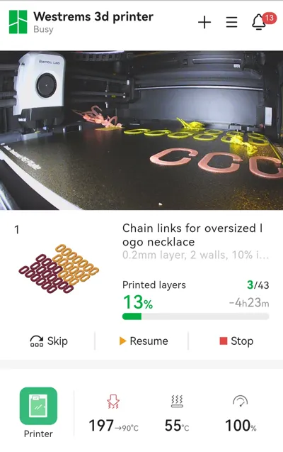 Chain links for oversized logo necklace by JabHook MakerWorld: Download Free 3D Models