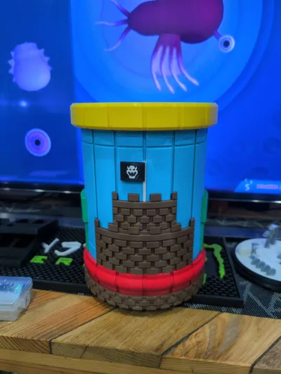Mario Desktop Trash Can (no supports) - Free 3D Print Model - MakerWorld
