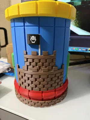 Mario Desktop Trash Can (no supports) - Free 3D Print Model - MakerWorld