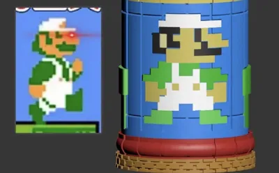Mario Desktop Trash Can (no supports) - Free 3D Print Model - MakerWorld