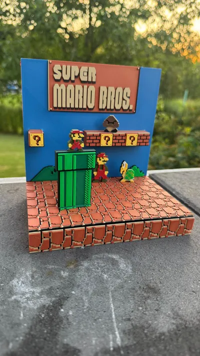 Super Mario Bros. 1 - 3 Nes Trilogy Diorama by LayeredPixels by Tomas MakerWorld: Download Free ...