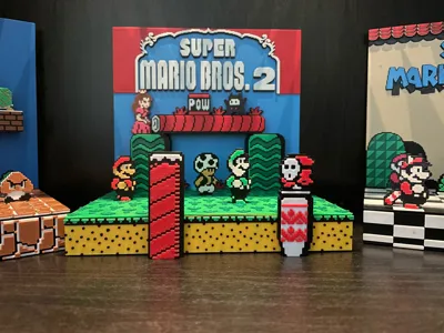 Super Mario Bros. 1 - 3 Nes Trilogy Diorama by LayeredPixels by Tomas MakerWorld: Download Free ...
