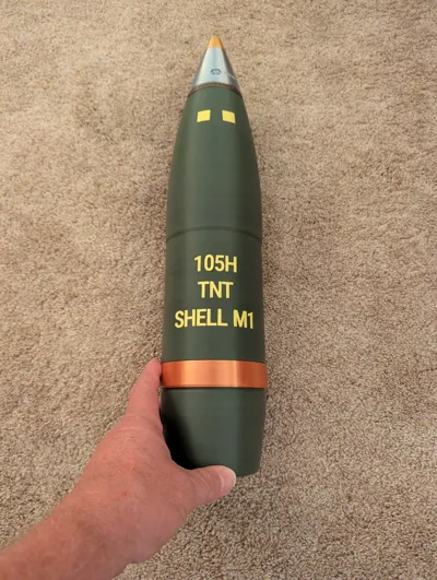 Life-Size 105mm Artillery Shell | High Detail - Free 3D Print Model ...