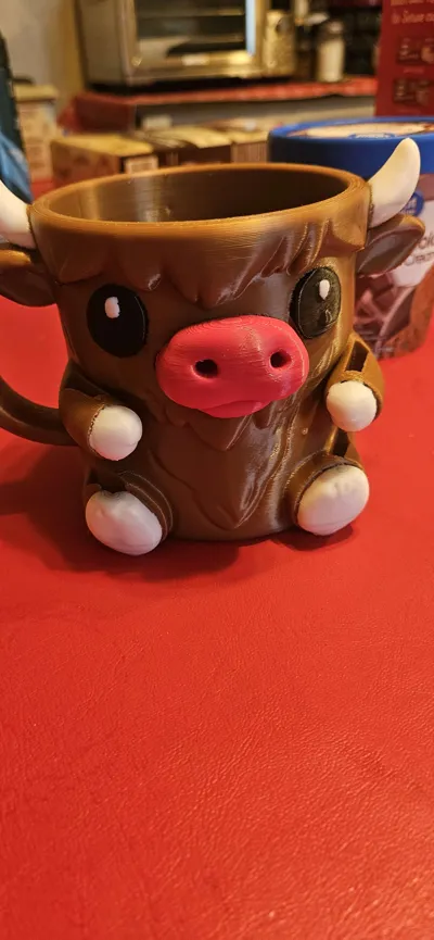 Pint Ice Cream Holder - Highland Cow - Free 3D Print Model - MakerWorld