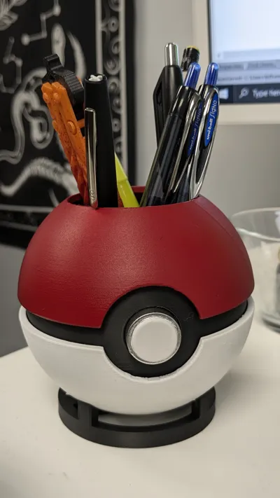 Pokemon Pokeball pen holder with stand by M.Holicky - MakerWorld