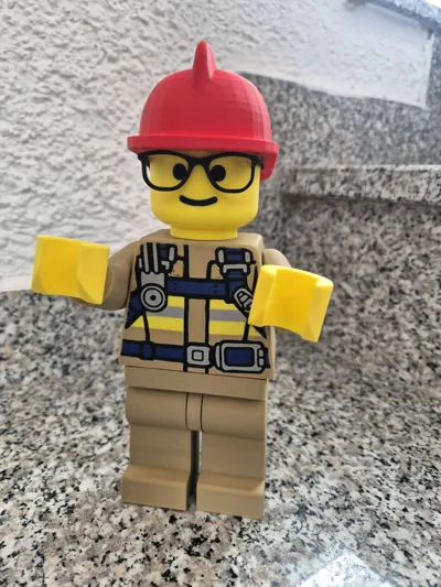 Brick Man Firefighter 20cm - Free 3D Print Model - MakerWorld