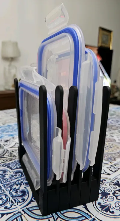 Lid holder for rectangle food container - Free 3D Print Model - MakerWorld