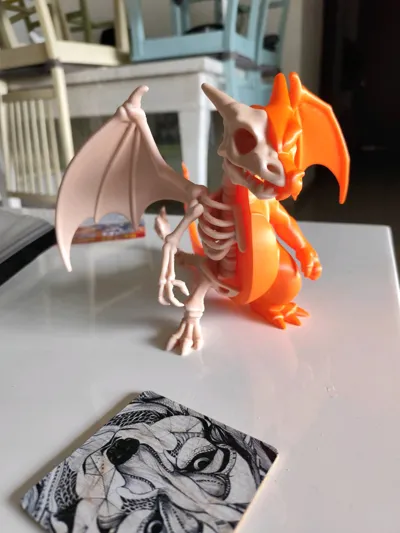 Charizard pokemon Skeleton action Figure model by Mad power MakerWorld ...