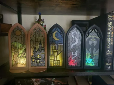 Gothic Window Book Nook + Stained Glass & Storage - Free 3D Print Model ...