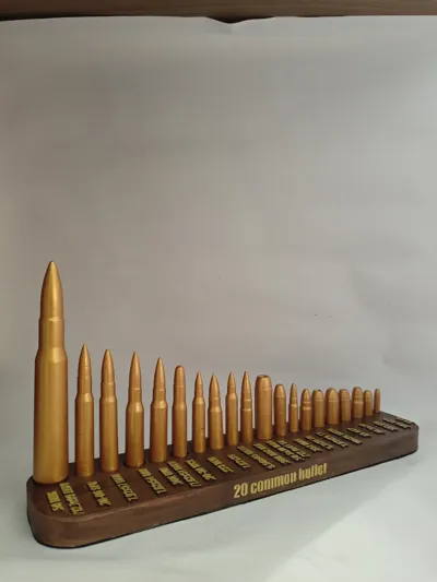 20 common bullet models .22/.38/9mm/10mm/.45/.50 - Free 3D Print Model ...