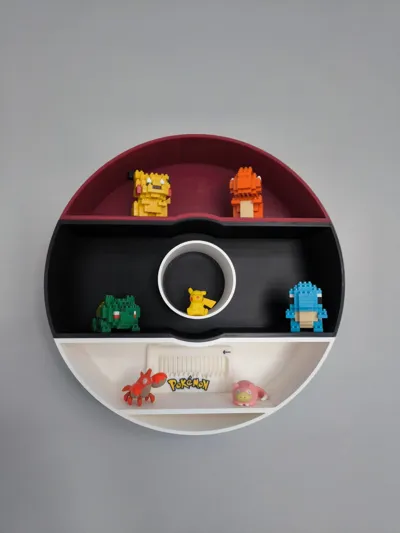 PokeBall inspired Wall Shelf – Pokemon (No AMS) - Free 3D Print Model ...