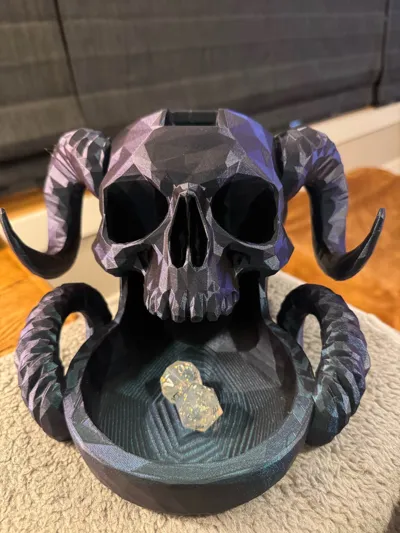 Demon Skull Dice Tower with Horns - Free 3D Print Model - MakerWorld