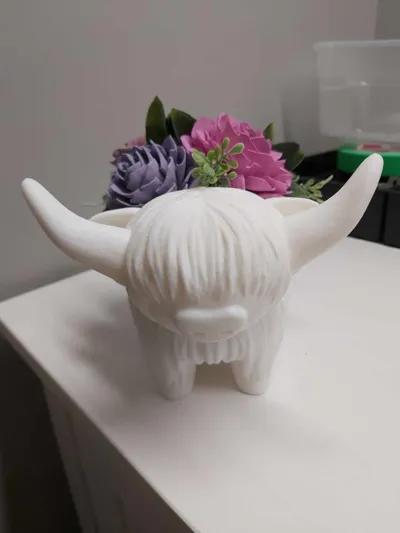 highland cow planter by xrockinmarkyx MakerWorld: Download Free 3D Models