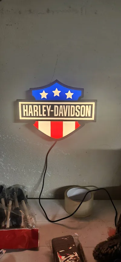 Harley Davidson Patriotic LED Lightbox Sign - Free 3D Print Model ...