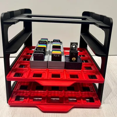 5x5 Gridfinity 4 Tray Storage Rack by Fresh3Design MakerWorld: Download ...