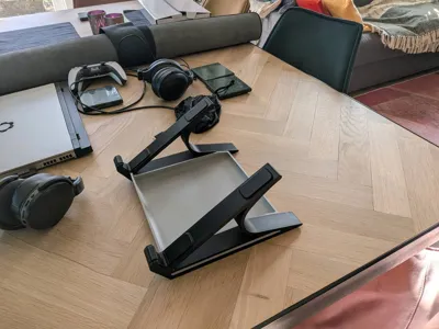 Sleek padded Laptop Stand (+PSU Storage) - Free 3D Print Model - MakerWorld