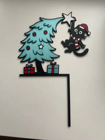 Black Cat & The Christmas Star - Free 3D Print Model - MakerWorld
