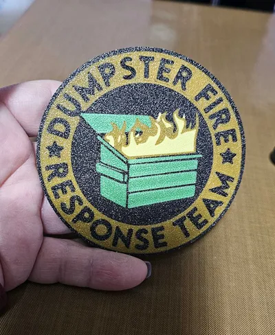 Dumpster Fire Response Team Coaster - Free 3D Print Model - MakerWorld