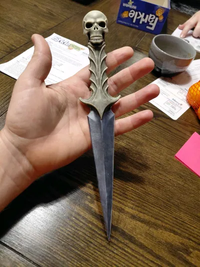 Skull-Hilt Tactical Dagger - Free 3D Print Model - MakerWorld