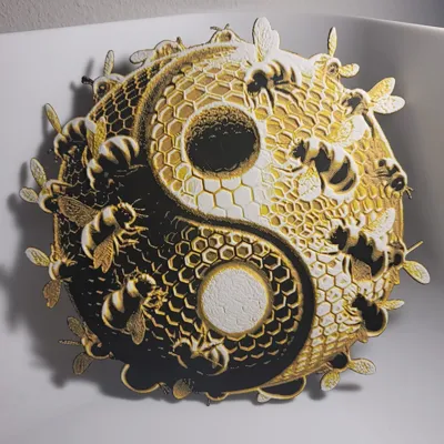 Yin yang bees hueforge by Bunk.Wire - MakerWorld