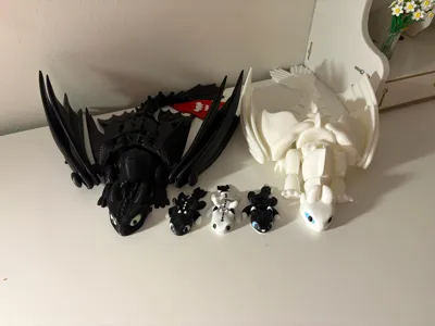 HTTYD Toothless Kids Flexi Dragons+Keychain (AMS) - Free 3D Print Model ...